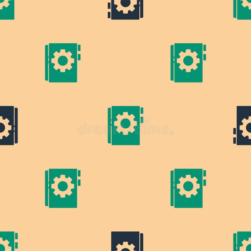 Green and Black User Manual Icon Isolated Seamless Pattern on Beige ...