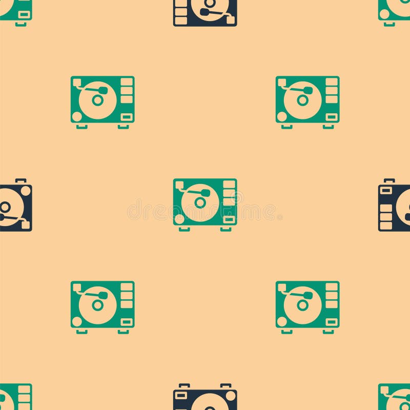 Green and Black Vinyl Player with a Vinyl Disk Icon Isolated Seamless ...