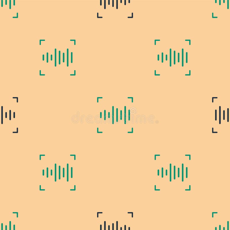 Green and Black Voice Recognition Icon Isolated Seamless Pattern on ...