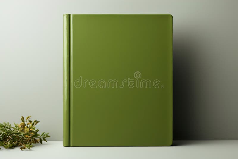A Green Blank Book Cover Mockup Sitting on Top of a White Table. Stock ...