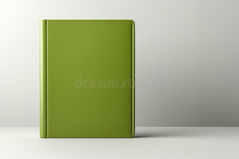 A Green Blank Book Cover Mockup Sitting on Top of a White Table. Stock ...
