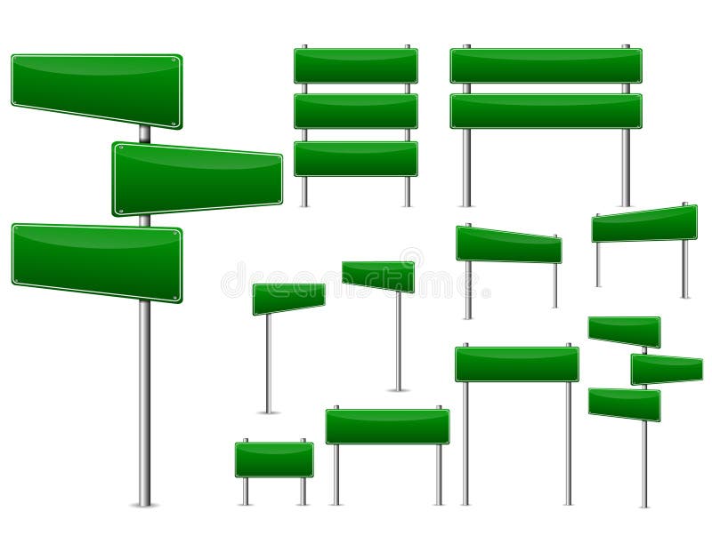 Green Blank Street Sign Isolated Transparent Background Stock Vector ...