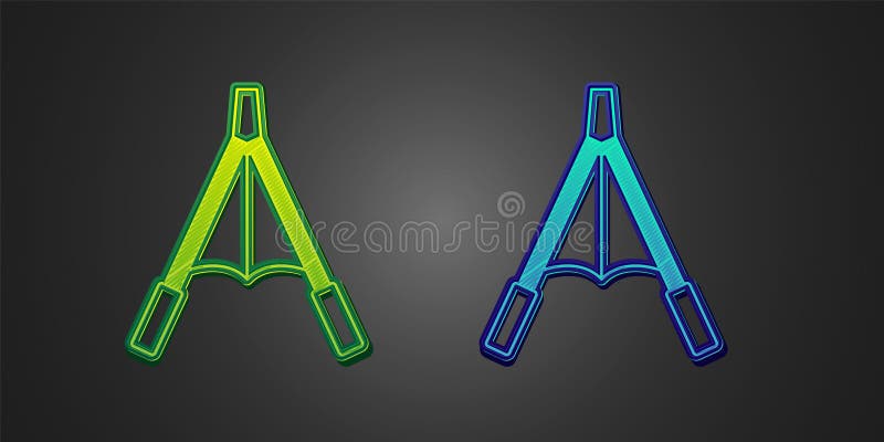 Green and Blue Air Blower Bellows Icon Isolated on Black Background ...