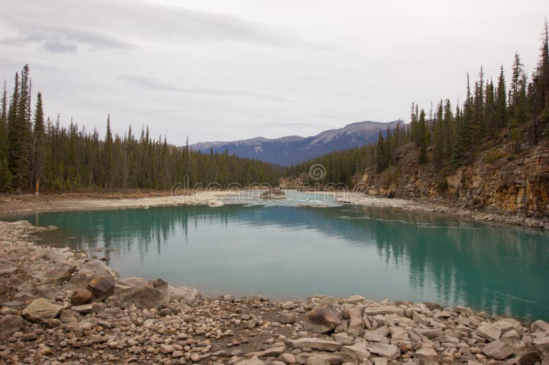 Green and Blue Athabasca River in Alberta, Canada Stock Photo - Image ...