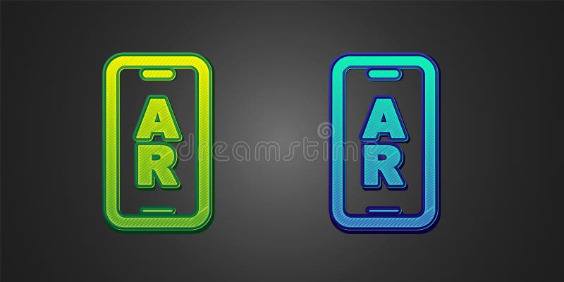 Green and Blue Augmented Reality AR Icon Isolated on Black Background ...