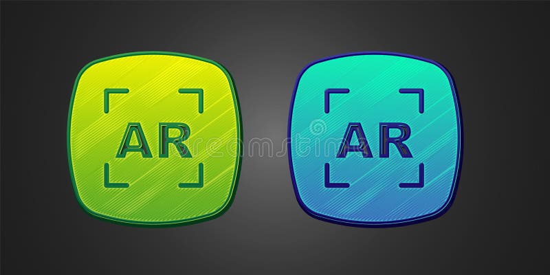 Green and Blue Augmented Reality AR Icon Isolated on Black Background ...