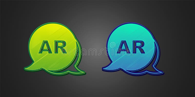 Green and Blue Augmented Reality AR Icon Isolated on Black Background ...