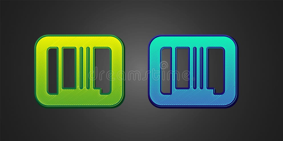 Green and Blue Barcode Icon Isolated on Black Background. Vector Stock ...