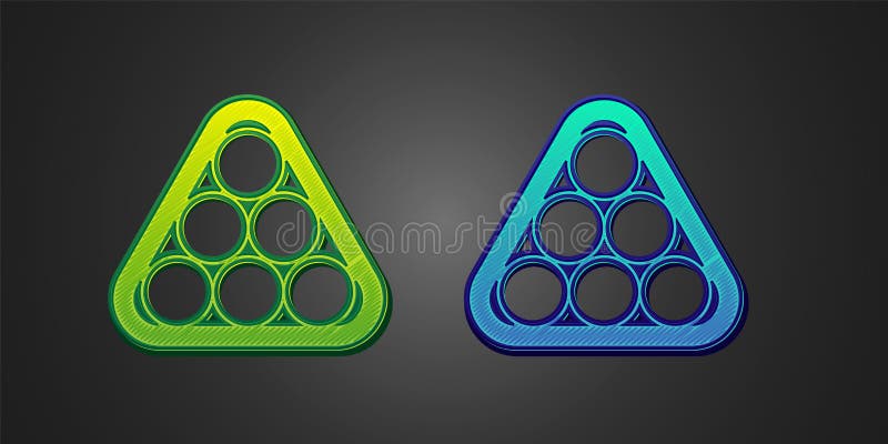 Green and Blue Billiard Balls in a Rack Triangle Icon Isolated on Black ...