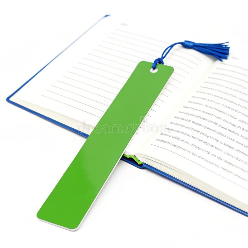 Green and Blue Bookmark on White Background Stock Photo - Image of ...