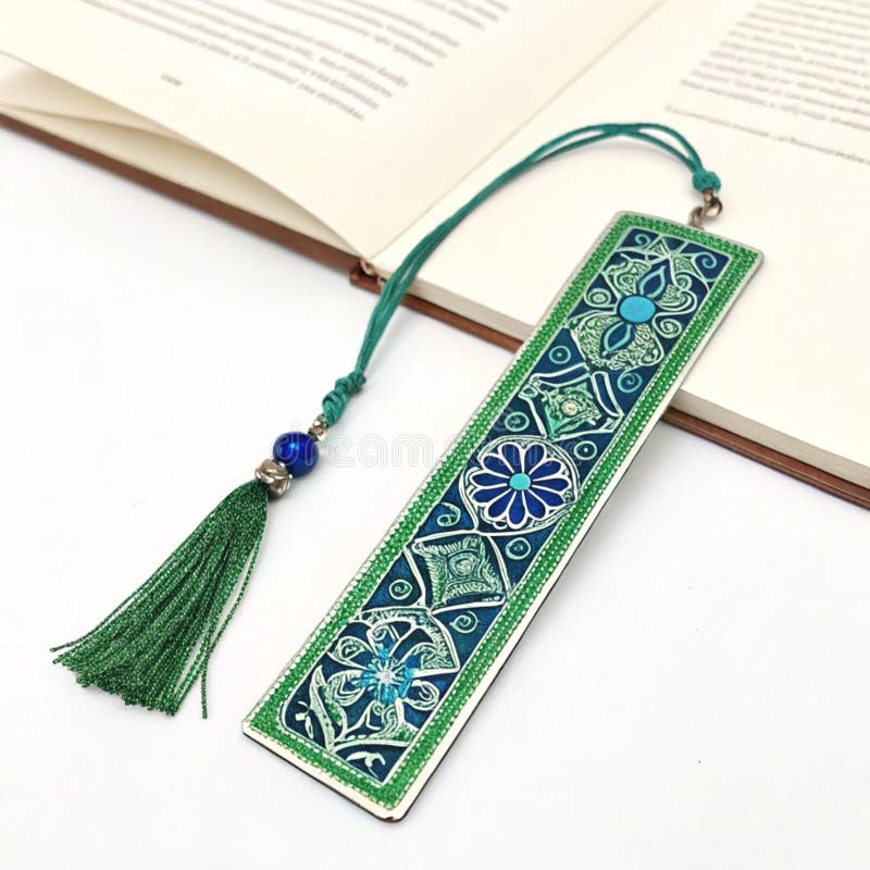 Green and Blue Bookmark Isolated on White Background Stock Illustration ...
