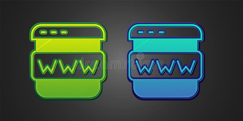Green and Blue Browser Window Icon Isolated on Black Background. Vector ...