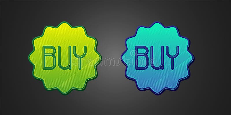 Green and Blue Buy Button Icon Isolated on Black Background. Vector ...