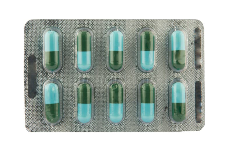 Green and Blue Capsule in Blister Pack Stock Photo - Image of health ...