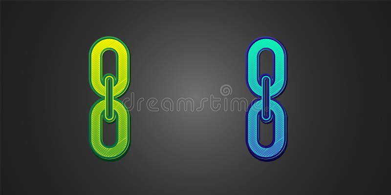 Green and Blue Chain Link Icon Isolated on Black Background. Link ...