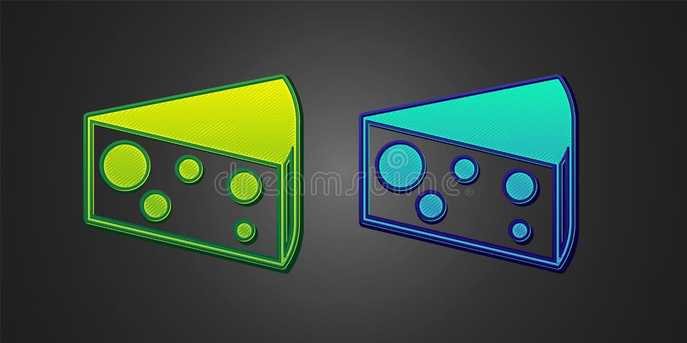 Green and Blue Cheese Icon Isolated on Black Background. Vector Stock ...