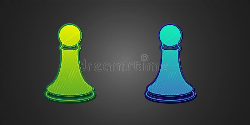 Green and Blue Chess Pawn Icon Isolated on Black Background. Vector ...