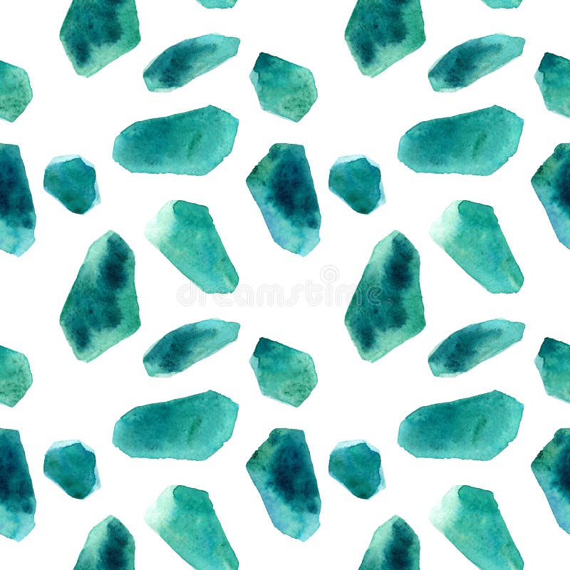 Green and Blue Crystals on White. Seamless Pattern Stock Illustration ...