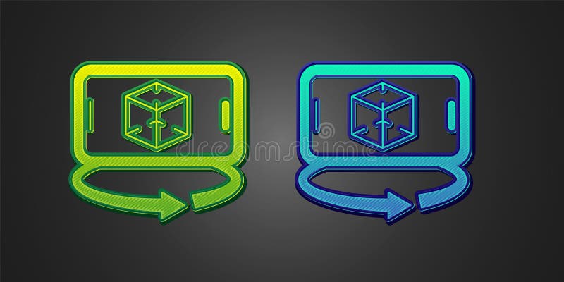 Green and Blue 3d Modeling Icon Isolated on Black Background. Augmented ...
