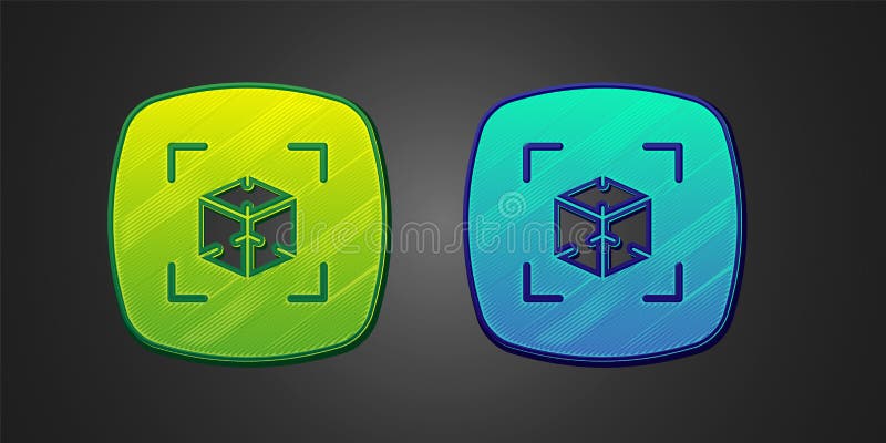 Green and Blue 3d Modeling Icon Isolated on Black Background. Augmented ...