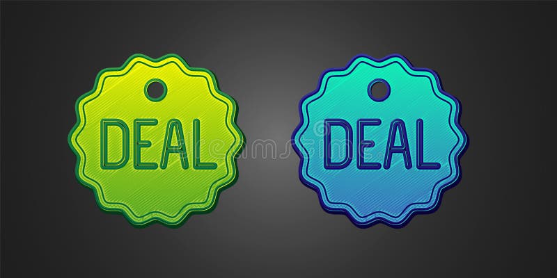 Green and Blue Deal Icon Isolated on Black Background. Vector Stock ...