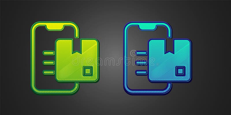 Green and Blue Document Tracking Marker System Icon Isolated on Black ...