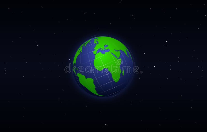 Green blue earth in space stock illustration. Illustration of continent ...