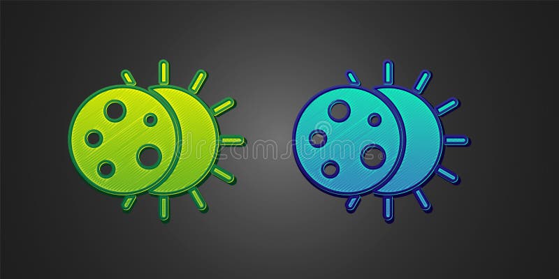 Green and Blue Eclipse of the Sun Icon Isolated on Black Background ...