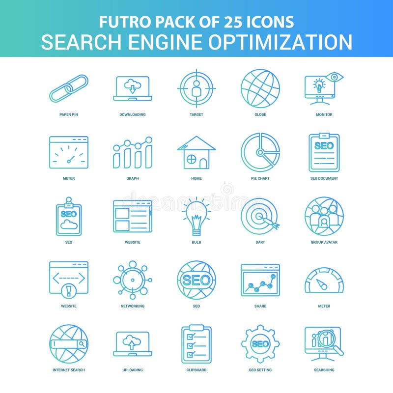 SEO and Web Optimization Futuro Line Icons Stock Vector - Illustration ...