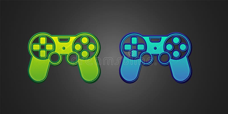 Green and Blue Game Controller or Joystick for Game Console Icon ...