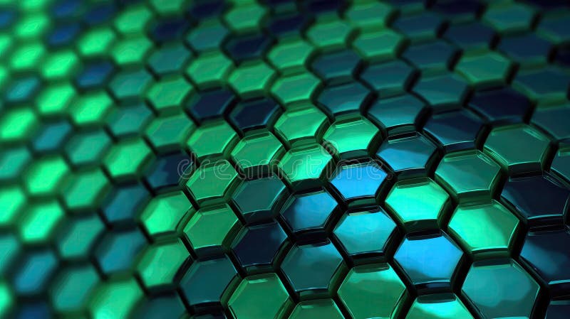 Green Blue Gen Dnc Endering Honeycomb Technology Background. Generative ...