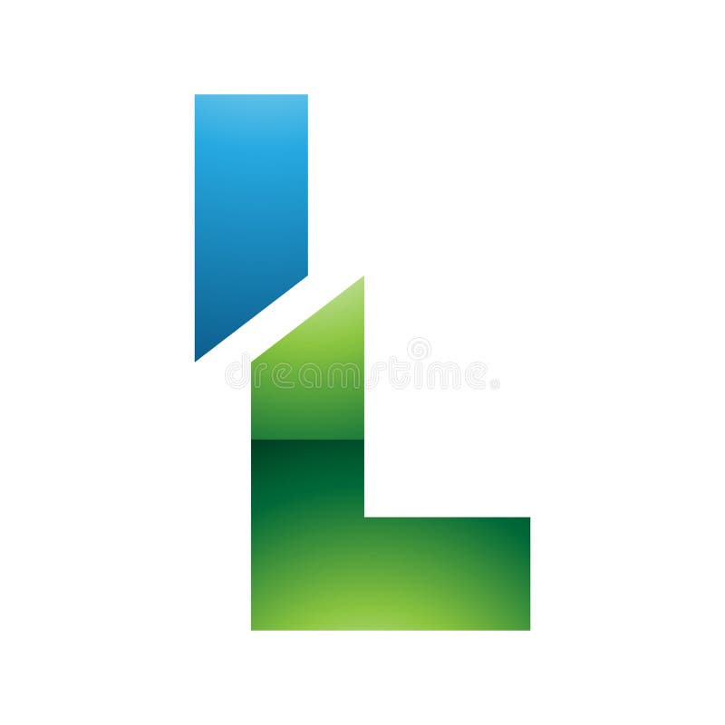 Green and Blue Glossy Split Shaped Letter L Icon Stock Vector ...