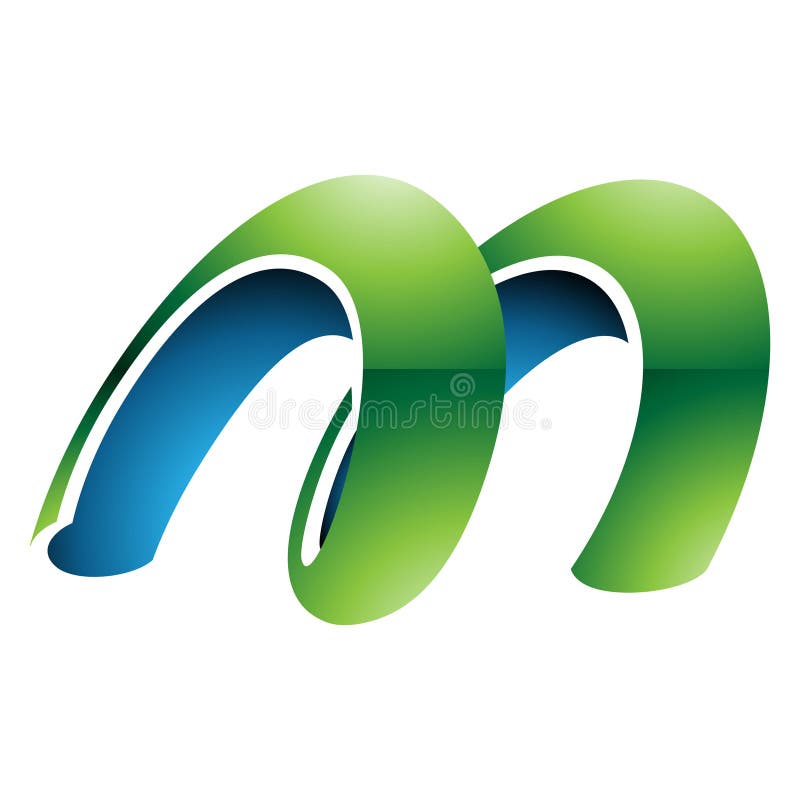 Green and Blue Glossy Spring Shaped Letter M Icon Stock Vector ...