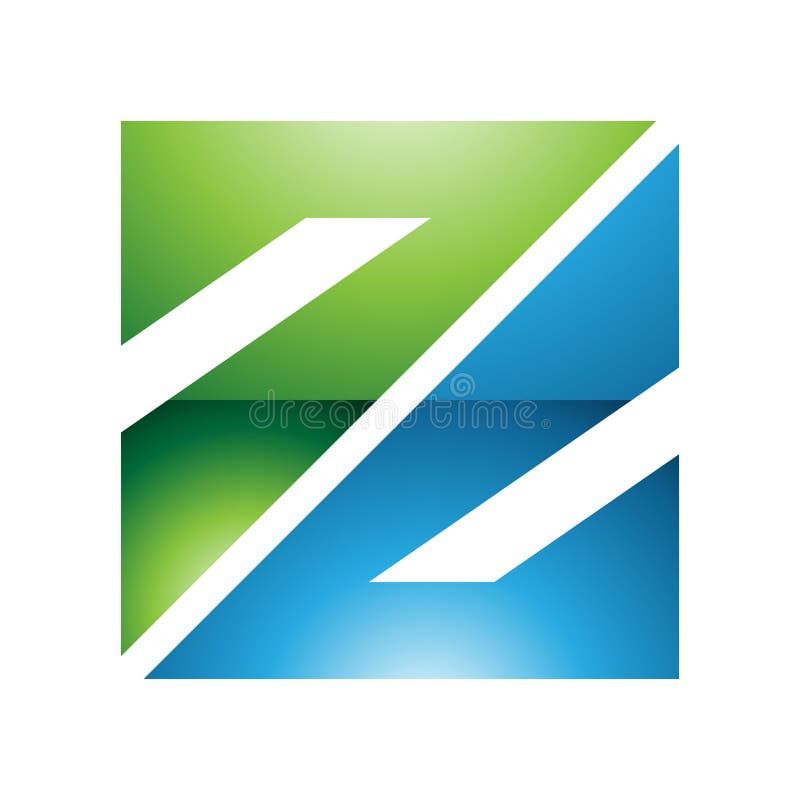 Green and Blue Glossy Triangular Square Shaped Letter Z Icon Stock ...