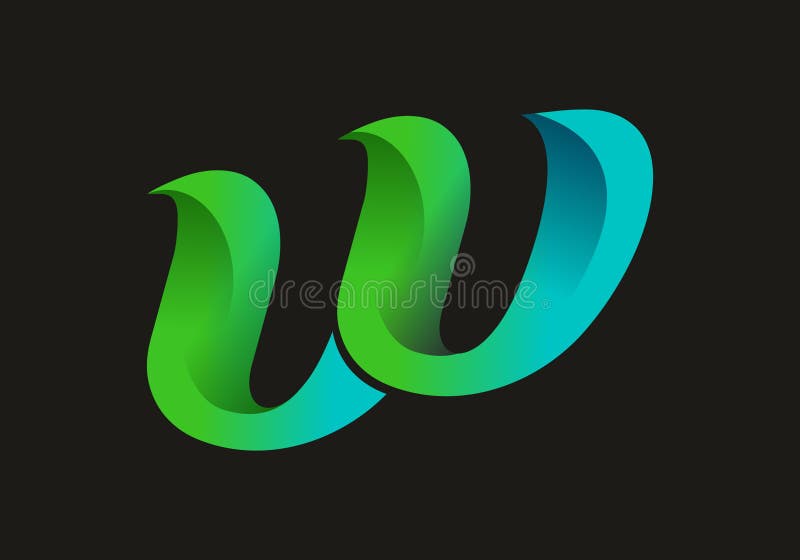 Green Blue Gradient Color of W Initial Letter Stock Vector ...
