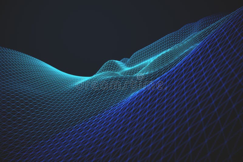 Green and blue grid waves stock illustration. Illustration of bright ...
