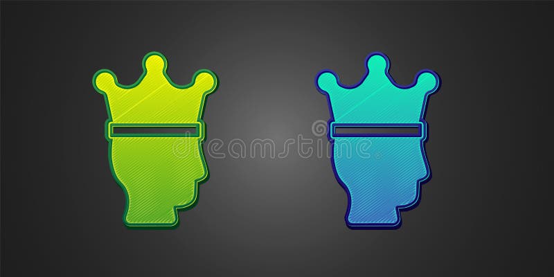 Green and Blue King Crown Icon Isolated on Black Background. Vector ...