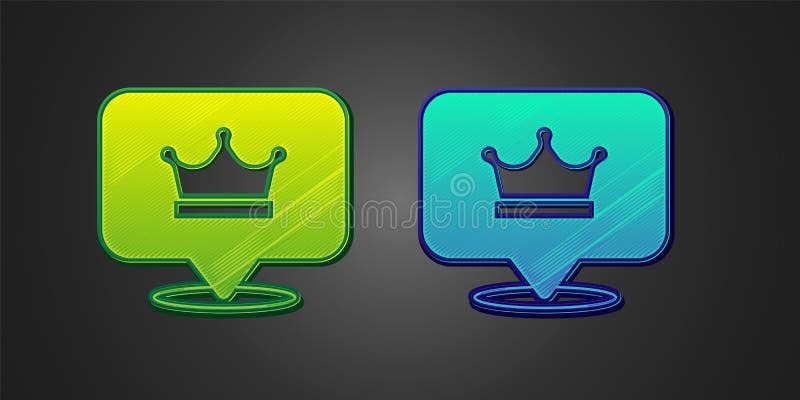 Green and Blue King Crown Icon Isolated on Black Background. Vector ...