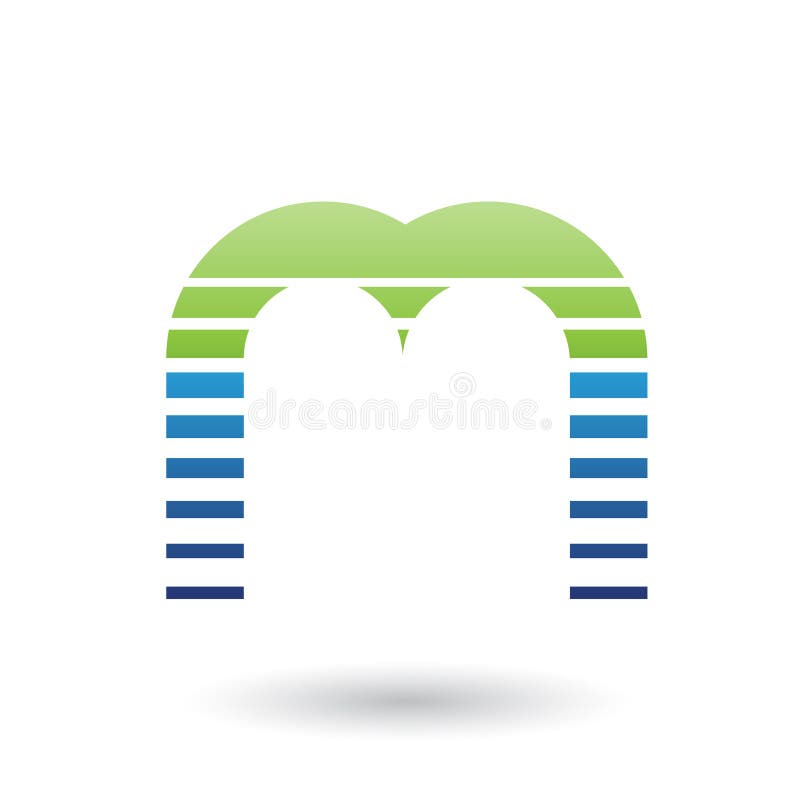 Green and Blue Letter M Icon with Horizontal Stripes Vector ... Green and Blue Letter M Icon with Horizontal Stripes Vector ...