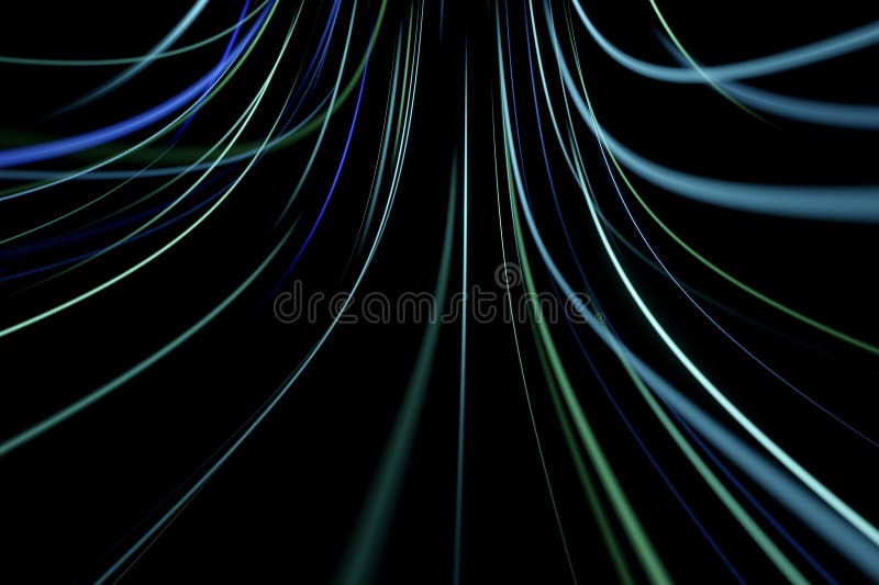 Green Blue Light Streaks, Bright Neon Rays, Transfer Data Network ...