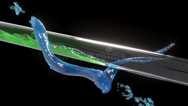 Green Liquid Flow Inside Glass Tube Super Slow Motion Stock Video ...