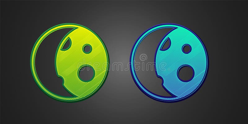 Green and Blue Moon Phases Icon Isolated on Black Background. Vector ...
