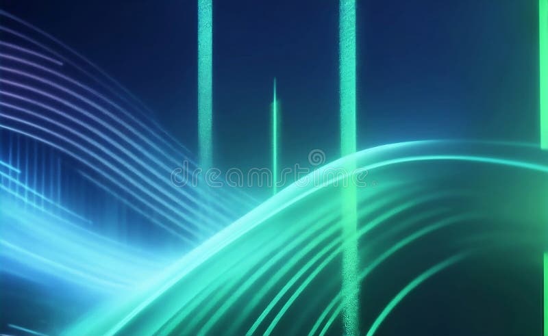 Green Blue Neon Digital Internet Wave, Generative AI Illustration Stock ...