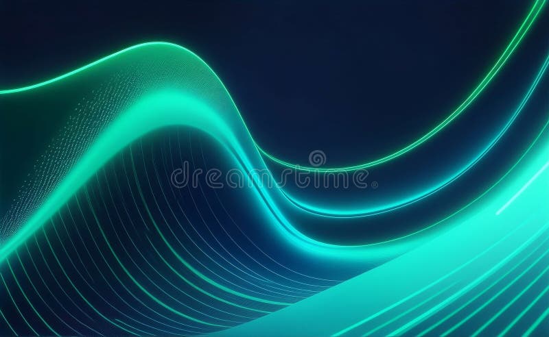 Green Blue Neon Digital Internet Wave, Generative AI Illustration Stock ...