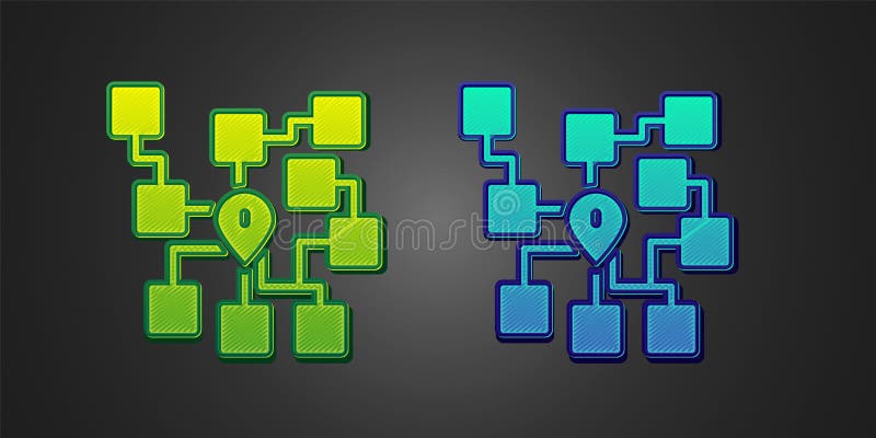 Green and Blue Neural Network Icon Isolated on Black Background ... Green and Blue Neural Network Icon Isolated on Black Background ...