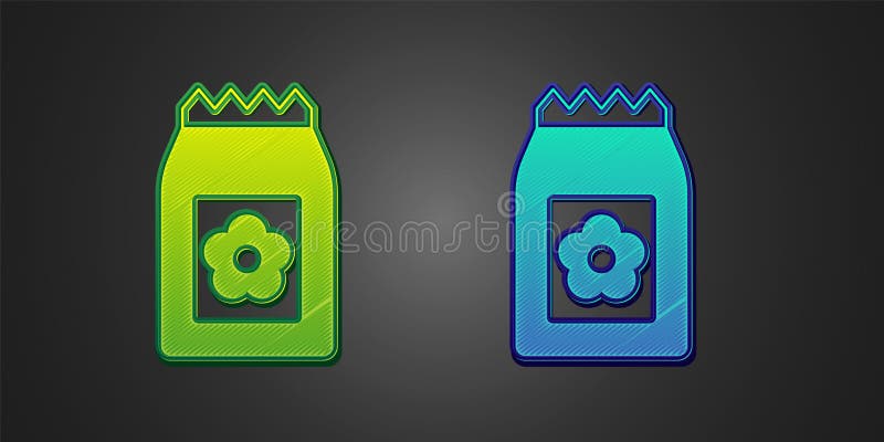 Green and Blue Pack Full of Seeds of a Specific Plant Icon Isolated on ...