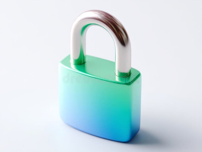 A Green and Blue Padlock on a White Background Stock Illustration ...