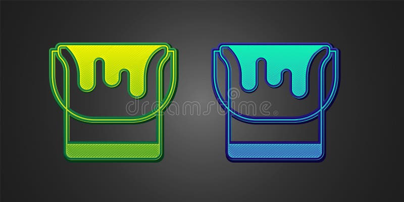 Green and Blue Paint Bucket Icon Isolated on Black Background. Vector ...