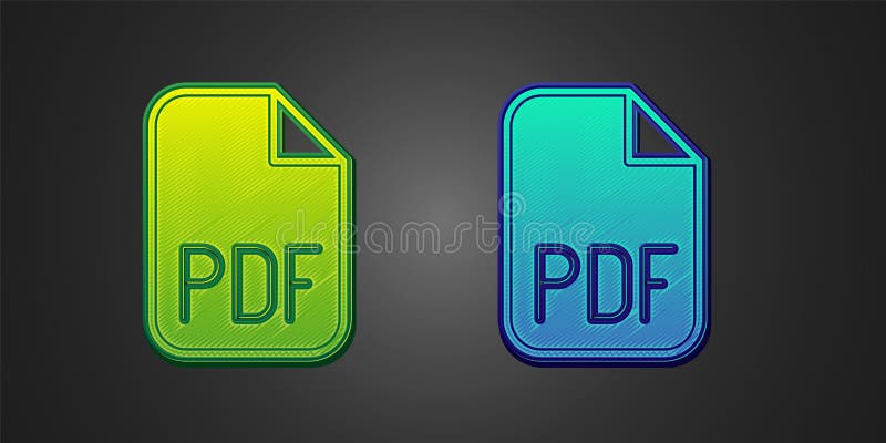 Green and Blue PDF File Document. Download Pdf Button Icon Isolated on ...