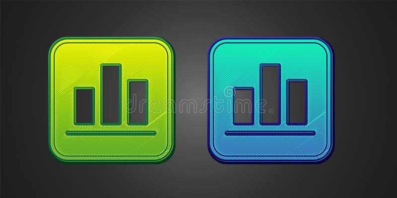 Green and Blue Pie Chart Infographic Icon Isolated on Black Background ...